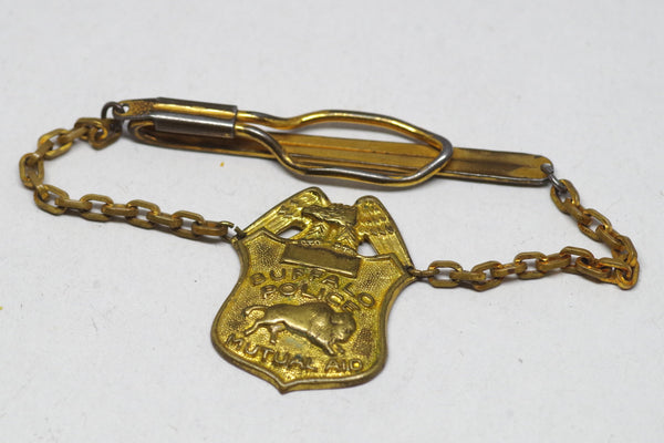 Vintage Gilted Buffalo Police Mutual Aid Chained Tie Bar – Put This On