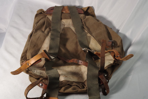 Stunning Vintage Canvas and Leather Military Backpack – Put This On