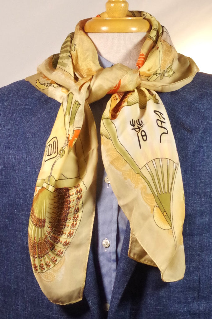 Japanese Fan Silk Square Scarf – Put This On